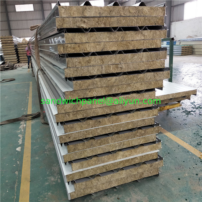 25 years 50mm rock wool prefabricated house sandwich roof panel for dormitory