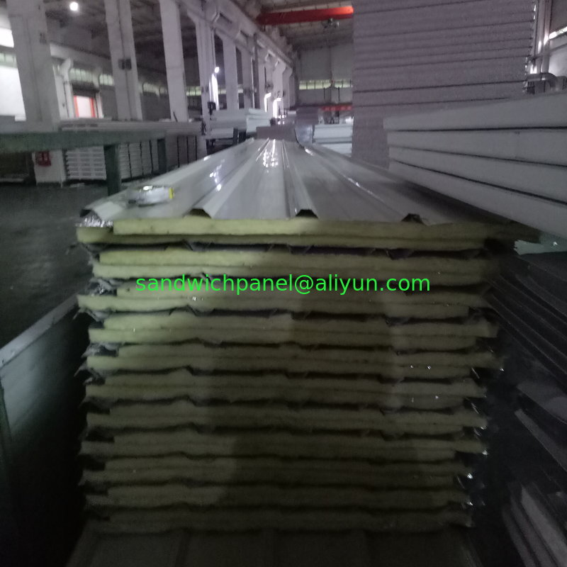 840-25-426mm iron grey steel sheet up and silver paper down glass wool sandwich panel