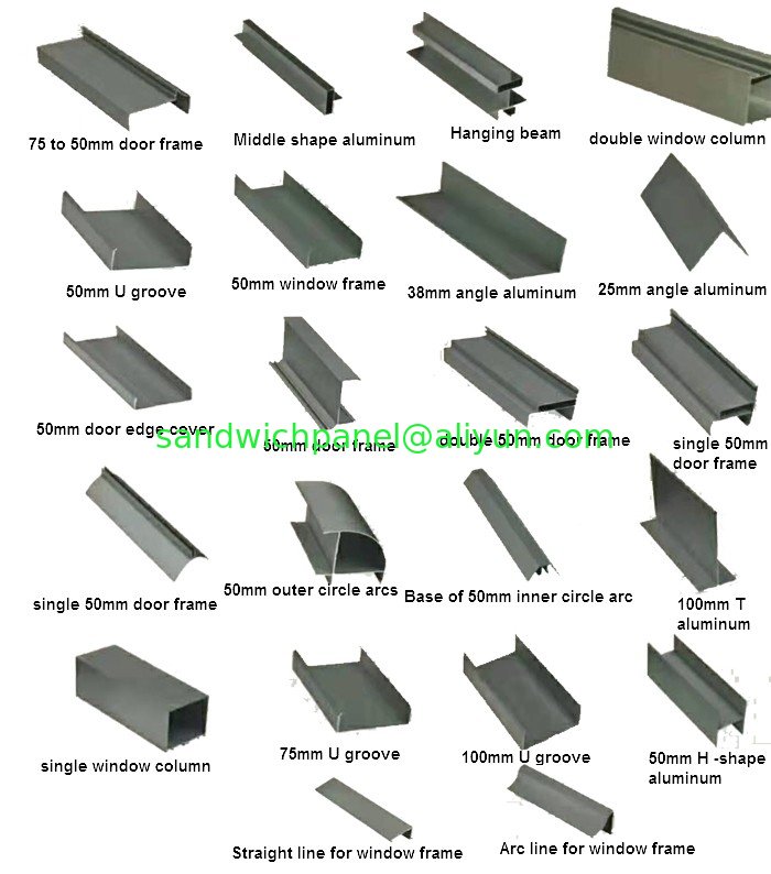 greywhite 50mm hollow mgo sandwich panel with aluminum accessories for clean room