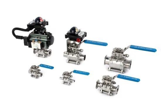 SS304 sanitario, SS316, valvole a sfera del Tri morsetto di CF8M, 1000WOG, cuscinetto di montaggio ISO5211, leva