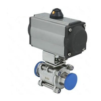 Hygienic Pneumatic Actuator Tri-Clamped 3pcs body Sanitary ss304,ss316 Ball Valves