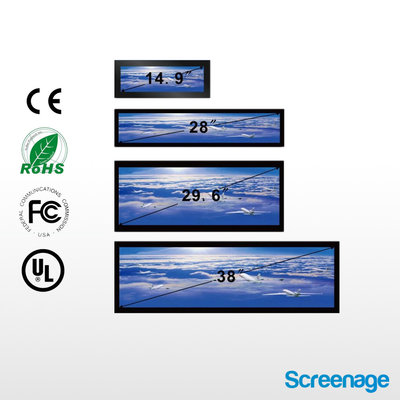 LCD Wide 1920x540 38 inch digital wall displays , Super Flat Advertising Display Monitor