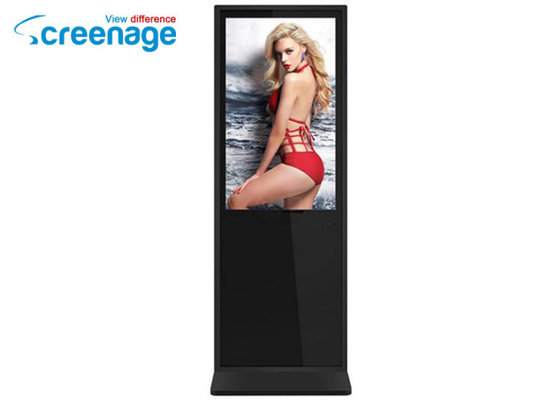 Black 49 Inch Floor Standing LCD Advertising Player Digital Media Player