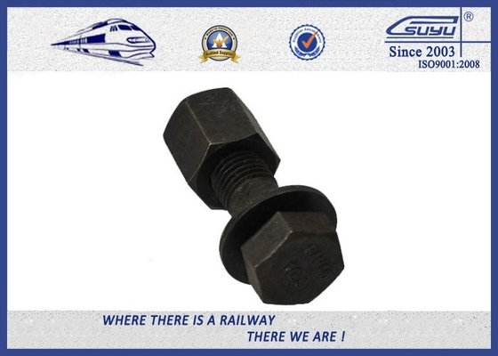 Hexagon Railway Sleeper Bolts T Head with Nut / Washer M16 HDG Galvanizing