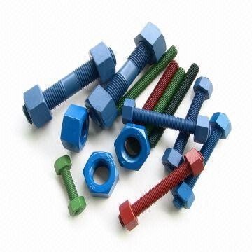 20 Inches Max Colored Xylan Fluoropolymer Coated Stud Bolts and Nuts with ANSI Standard