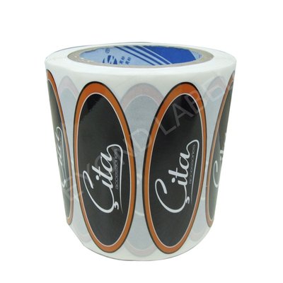 Oval Shaped Custom Logo Self Adhesive Paper Labels , Roll Packaging Paper Labels