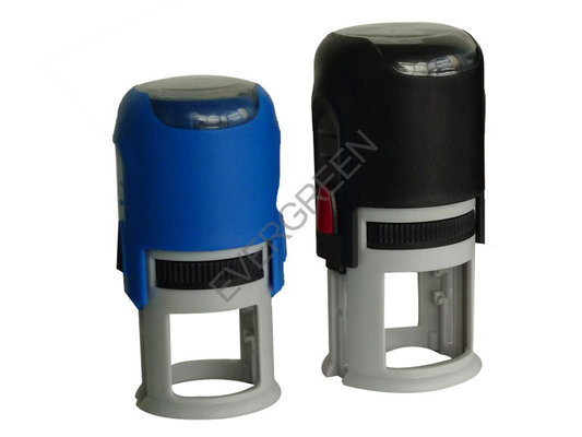 Custom personalized Black and Blue Round signature self inking rubber stamps
