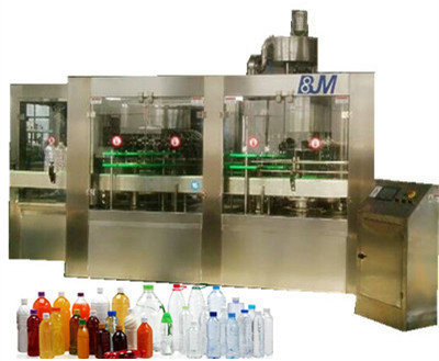 Industrial 3 In 1 Automatic Liquid Bottle Filling Machine For PET Bottles 1000bph - 24000bph