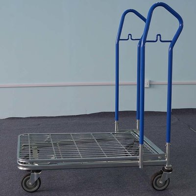 Four Wheel Logistics Trolley / Grocery Hand Pull  Trolley Galvanized Finishing