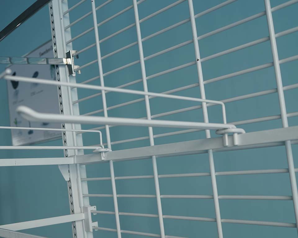 Metal Gridwall Shelf Display And Storage 600mm Width 1800mm Height