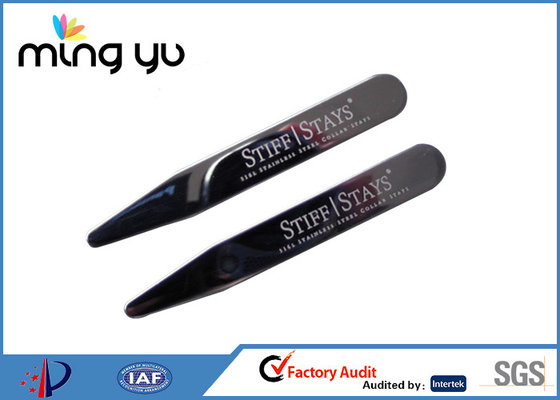 Shirt Metal Collar Stays /  Silver Shirt Collar Bone Logo Laser Engraved