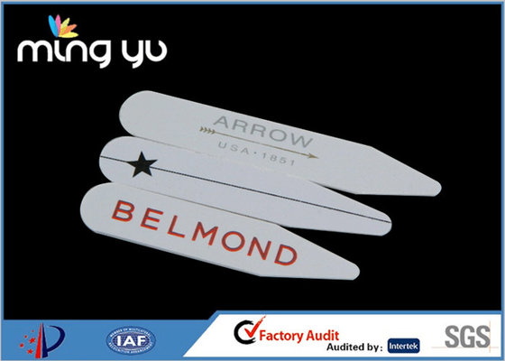 0.75mm White Shirt Stays Mens Collar Stiffeners With Red Logo Printing