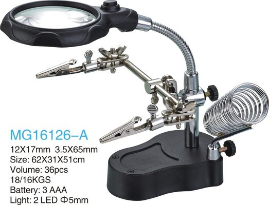 Plastic Desk Mounted Led Lighted Magnifying Glass Round For Medical
