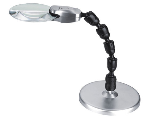 Table Mounted Magnifying Glass With Light , LED Magnifying Glass Desk Lamp
