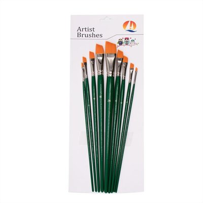 Golden Nylon Hair 10pcs #10 Artist Paint Brushes Set