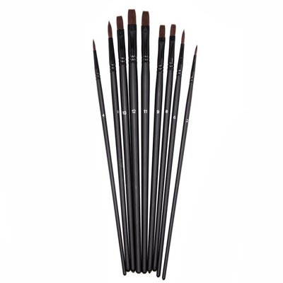 Mixed Shape Matte Black Oil Filbert Brush Set