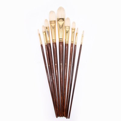 Brown Handle Oval Artist Watercolour Brushes