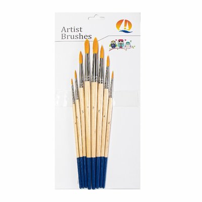 Nickel Plated Round Tip Acrylic Brush Set