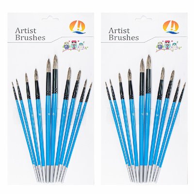 Round Head 10pcs Childrens Paint Brushes