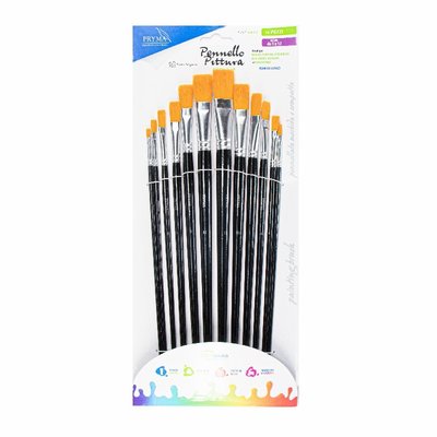 Black Handle 12pcs Childrens Paint Brush Set