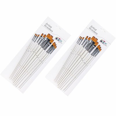 Flat Tip Nylon Hair 11pcs Childrens Paint Brushes