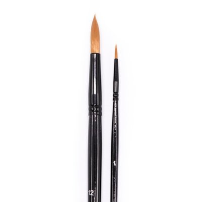 Light Brown Nylon Hair Artist Oil Paint Brush Black Wood Handle
