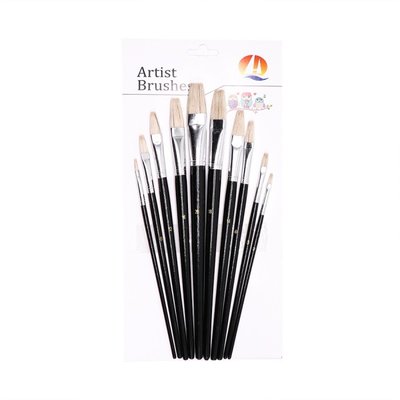 Flat Tip 10pcs Art Watercolor Brush Pen Bristle Hair