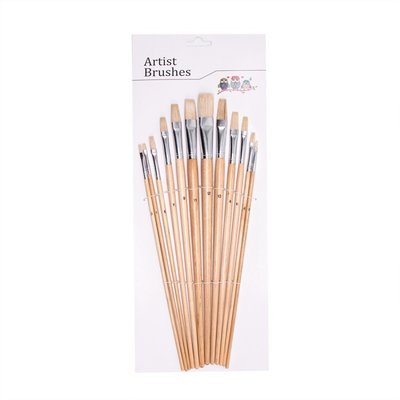 Flat Tip Watercolor Artist Oil Paint Brushes