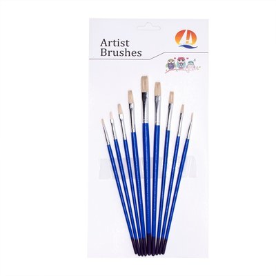 Flat Children 9pcs #12 Artist Oil Paint Brushes