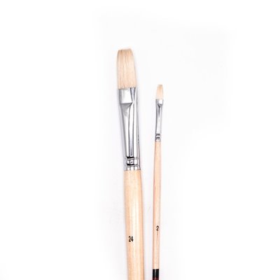 White Flat Bristle Artist Watercolour Brushes