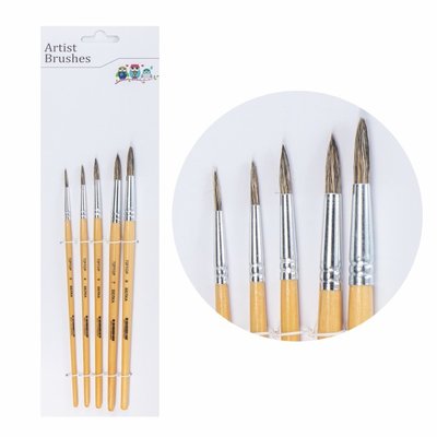 Wooden Handle Round Tip #12 Artist Paint Brushes Set