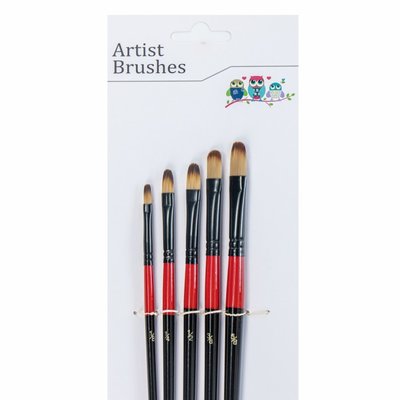 Oval Head Nylon Hair Black Aluminum Ferrule Artist Brush Set