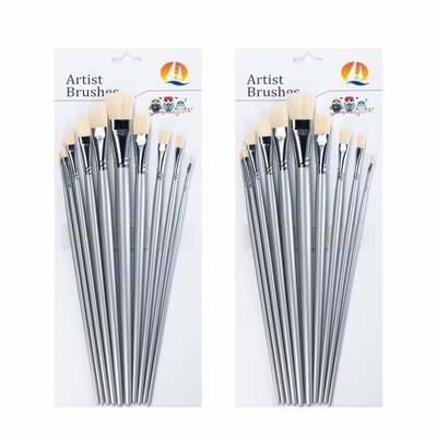 Nickel Clad Copper Ferrule Bristle Hair Flat Head 10# Art Paint Brush Set
