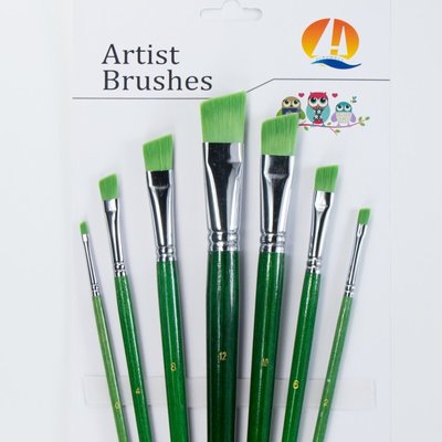 Green Nylon Hair Wood Handle 12# Artist Paint Brushes Set