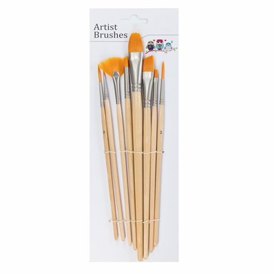 Round Fan Angular Flat Head Golden Nylon Hair Artist Paint Brushes Set