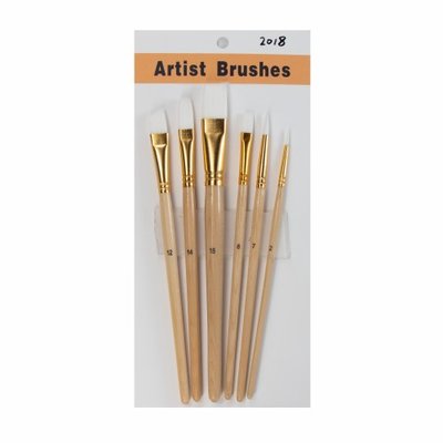 Wooden Handle White Nylon Hair Artist Paint Brush Sets