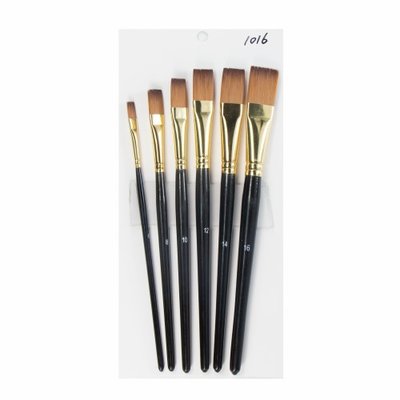 Nylon Hair Flat Head 140mm Copper Ferrule 6pcs Artist Brush Set