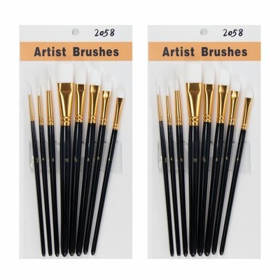 Aluminum Ferrules White Nylon Hair 140mm Artist Paint Brush Set
