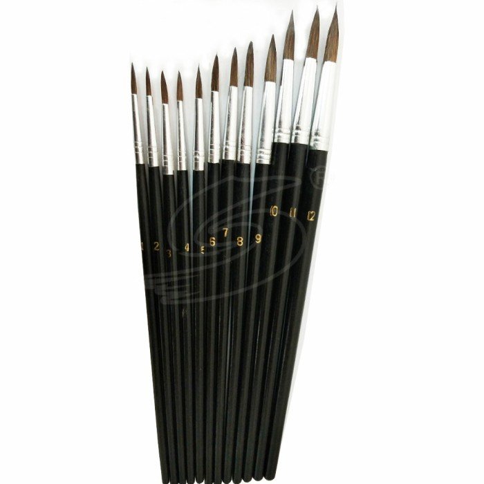 Round Chinese 12pcs Pony Hair Paint Brush