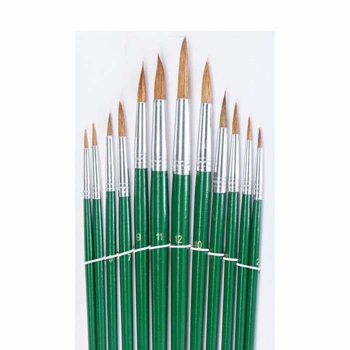 Original Yellow Goat Hair Round Tip #12 Artist Brush Set