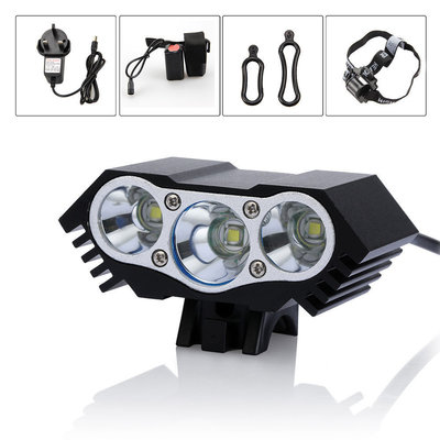 Super Bright 6000Lm 3x CREE XM-L U2 Dynamo Bicycle Light Aluminum Alloy