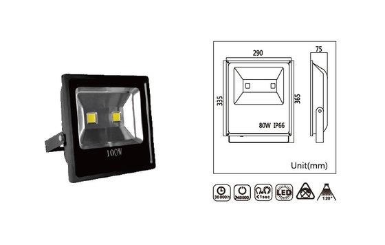 100w Ip65 Integrated Super Bright Outdoor Led Flood Lights 120°  Beam Angle supplier