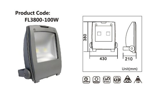 100w Ip65 Bag Style Outdoor Led Floodlight 70RA For Tunnel Light supplier