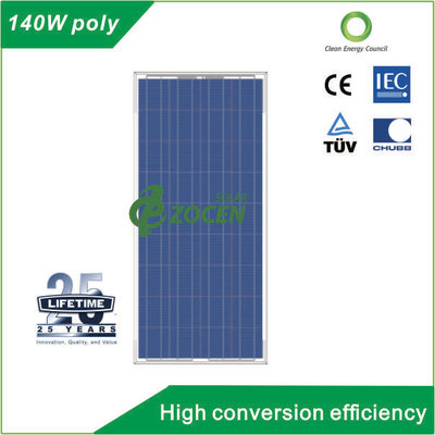 140 Watt PV Polycrystalline Solar Panels with 25 Years Lifetime / TUV Certified