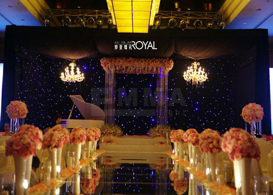 4X 8 Meters Fireproof Black Velvet DJ LED Star Curtain , Led Star Cloth Curtain