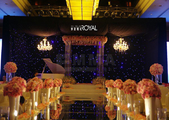 4X 8 Meters Fireproof Black Velvet DJ LED Star Curtain , Led Star Cloth Curtain