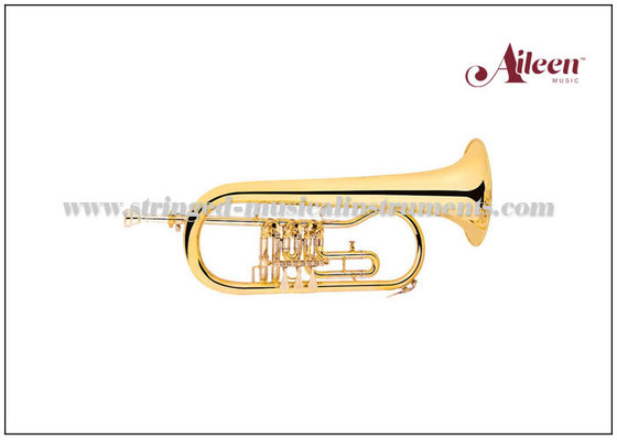 Rotary Flugel Horn Brass Musical Instruments with Premium case (FG8618G)