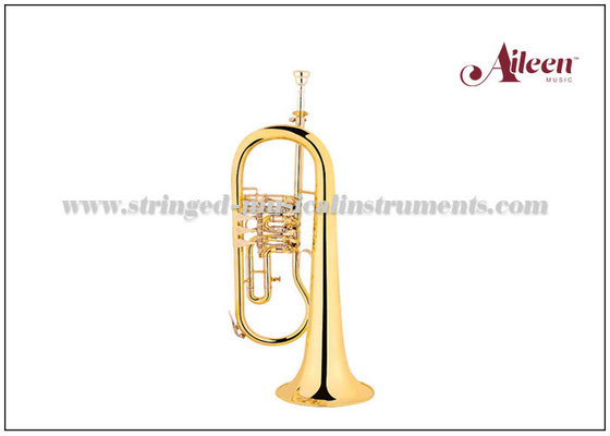 Rotary Flugel Horn Brass Musical Instruments with Premium case (FG8618G)