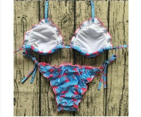 Swimwear button 2018 Sexy Bikinis women swimsuit brazilian woman Bandeau Push up Vintage Bikini Set Biquini beachwear supplier