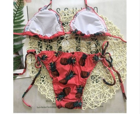 Swimwear button 2018 Sexy Bikinis women swimsuit brazilian woman Bandeau Push up Vintage Bikini Set Biquini beachwear supplier